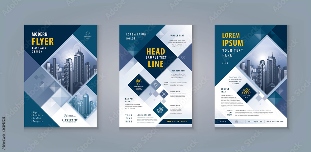 Business Leaflet Brochure Flyer Template Design Set. Corporate Flyer ...
