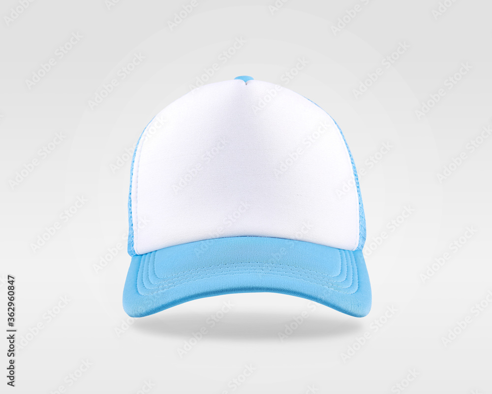 White , blue baseball cap isolated on white background. Stock Photo ...