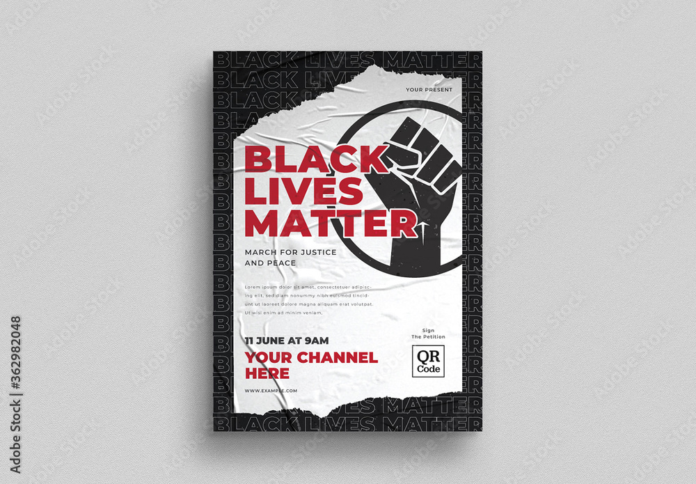 Black Lives Matter Flyer Layout Stock Template | Adobe Stock