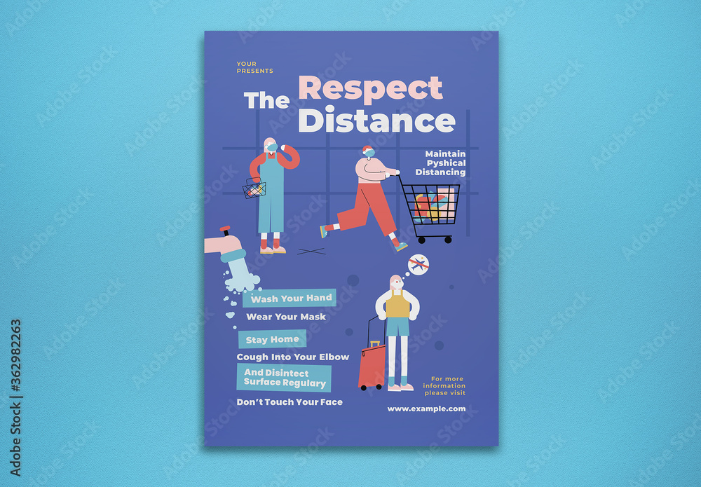 Respect the Distance Flyer Layout Stock Template | Adobe Stock