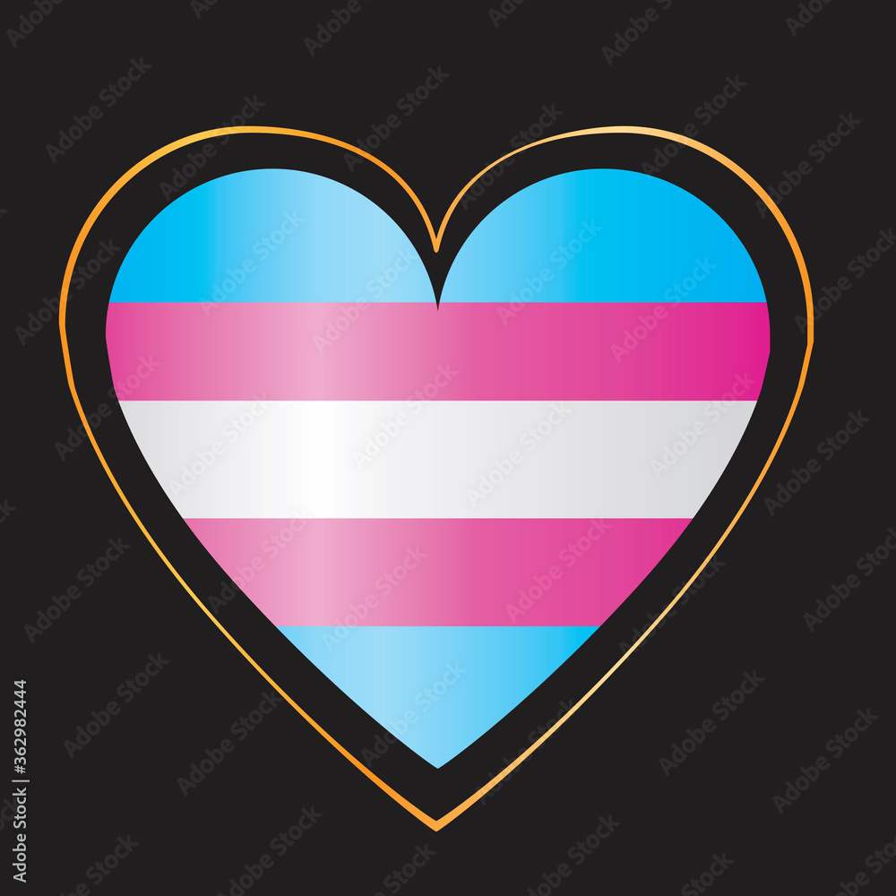 Transgender flag in heart isolated on black background as a pride ...
