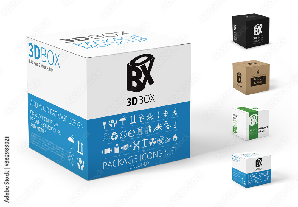 Cube Product Package Mockup Stock Template | Adobe Stock