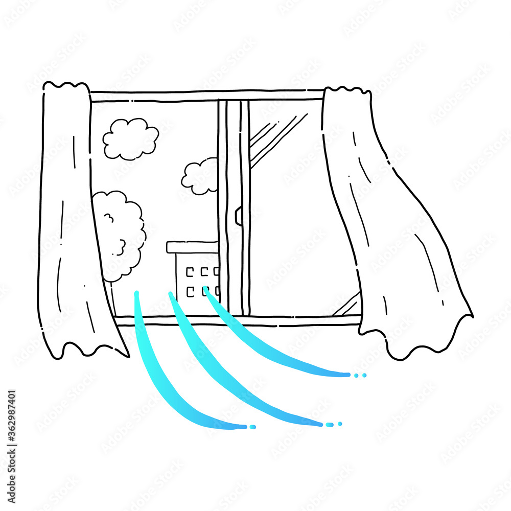 ventilation air line drawing vector illustration Stock Illustration ...