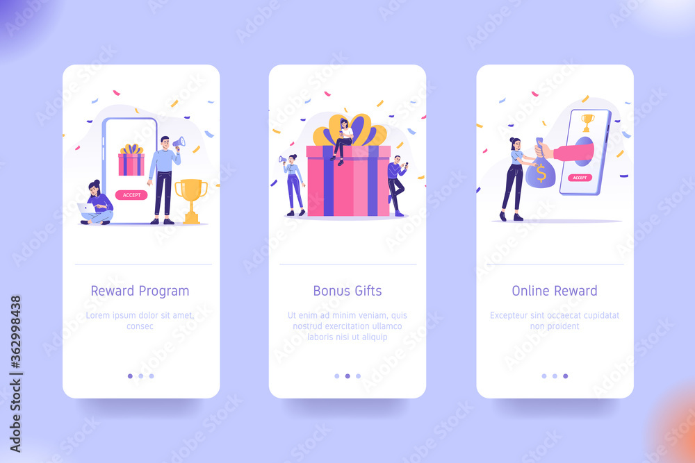 Application design set for Reward Program, Bonus Gifts and Online ...