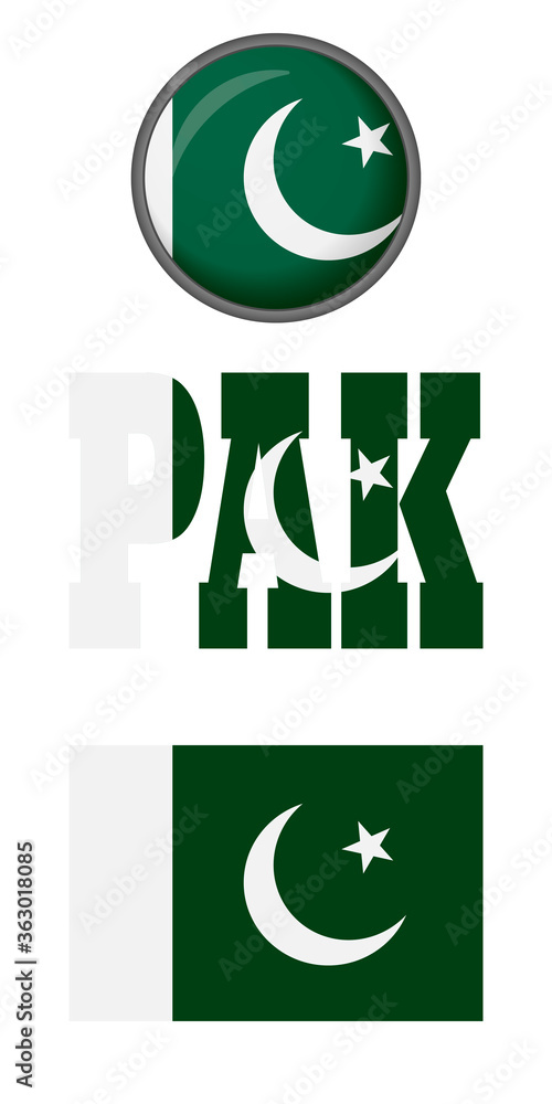 Icons of the Pakistani flag on a white background. Vector image: flag ...
