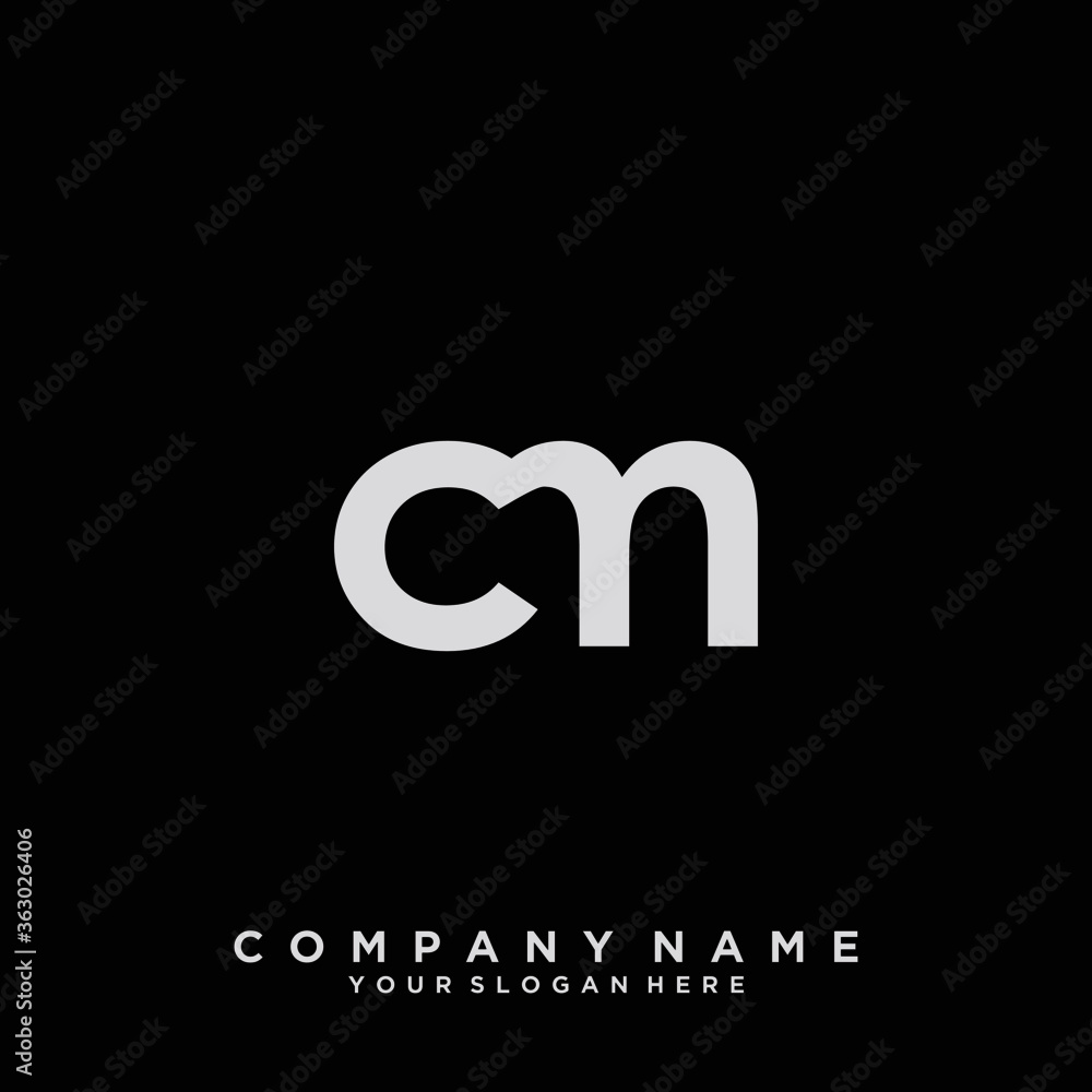 Initial letter CM logo vector black and white Stock Vector | Adobe Stock