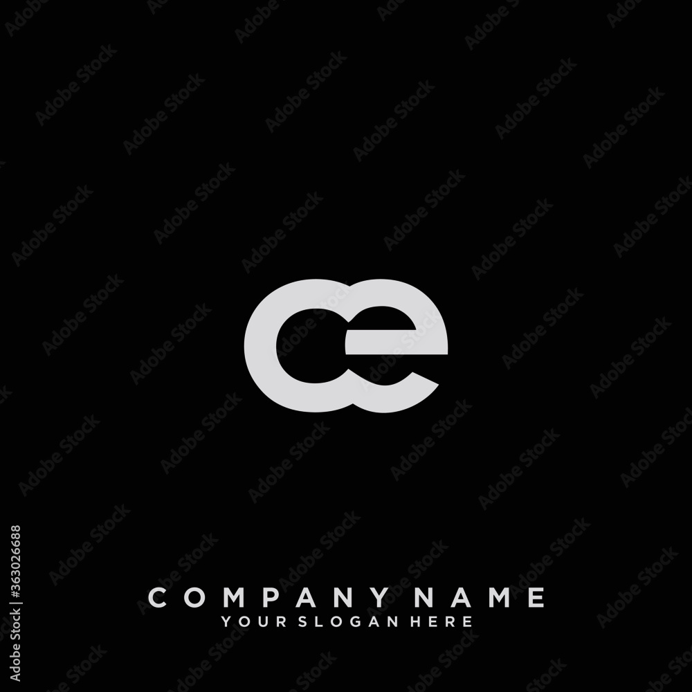 Initial letter CE logo vector black and white Stock Vector | Adobe Stock