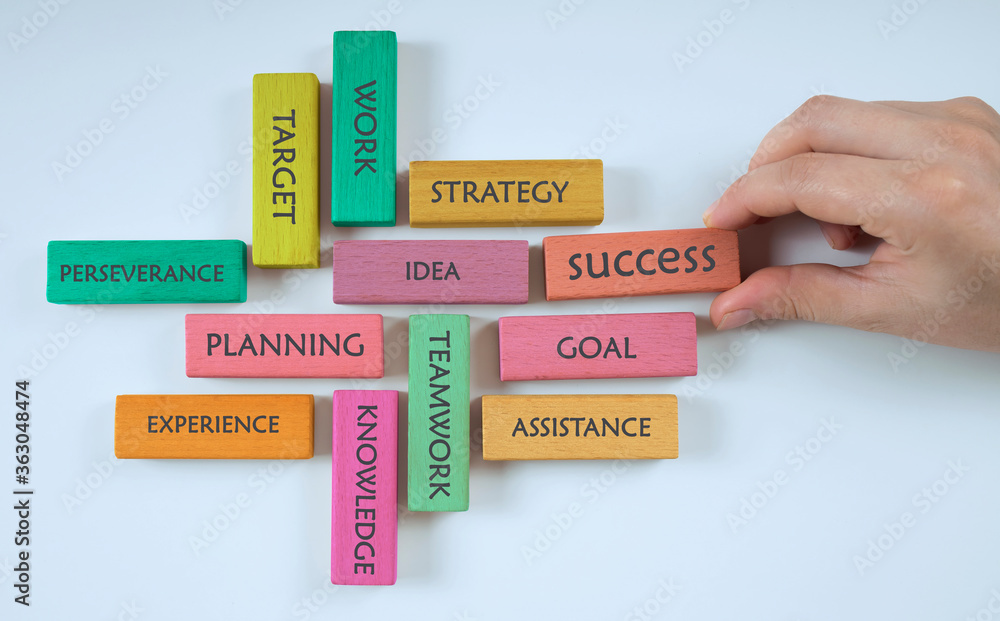 factors that affect success. Concept of Success. hand chooses wooden ...