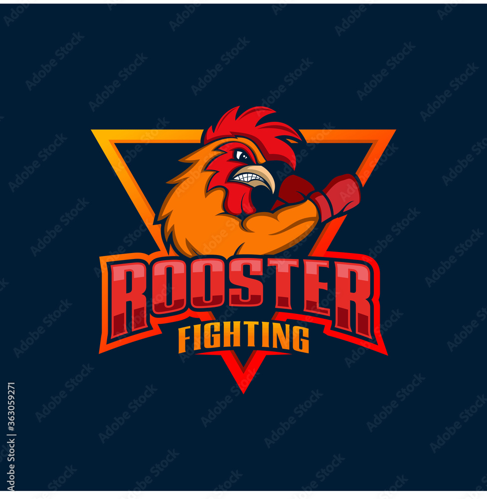 rooster fighting logo design Stock Vector | Adobe Stock