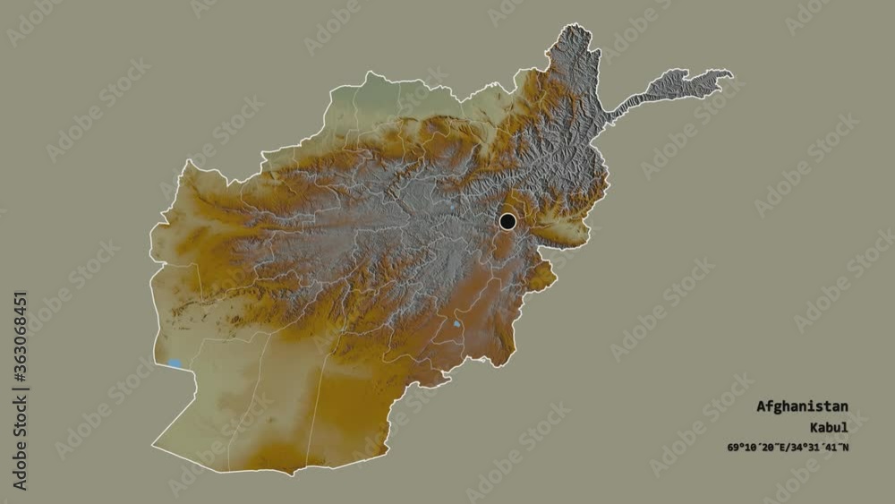 Paktia, province of Afghanistan, with its capital, localized, outlined ...