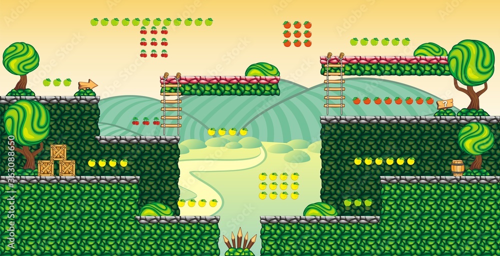 Tileset Platform for creating Game - A set of layered vector game asset ...