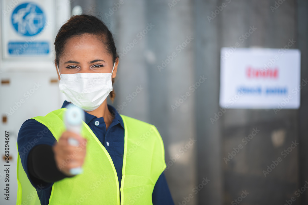 Health check factory personnel using medical digital temperature ...