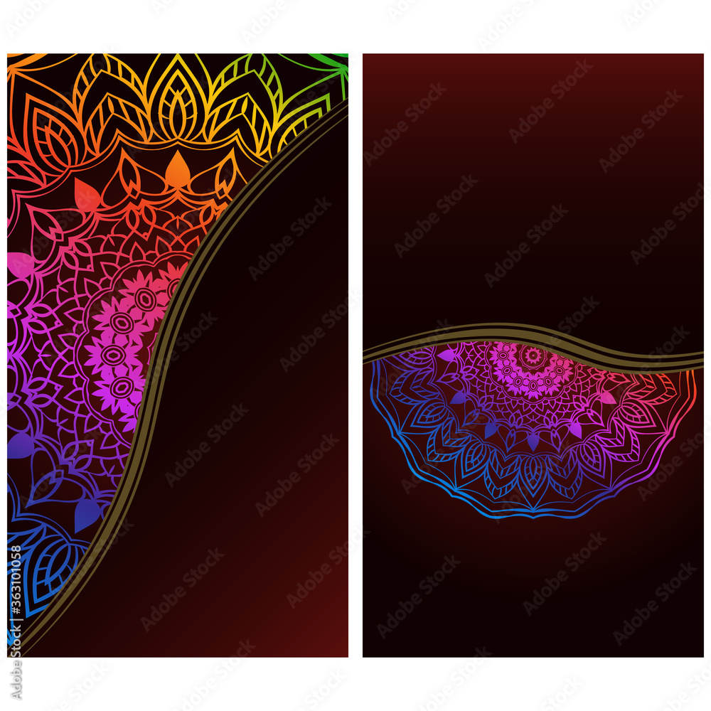 Yoga card template with floral frame pattern. For business card ...
