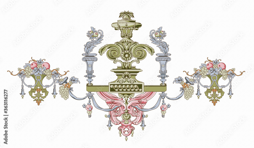 Baroque Rococo style wallpaper design, European background pattern ...