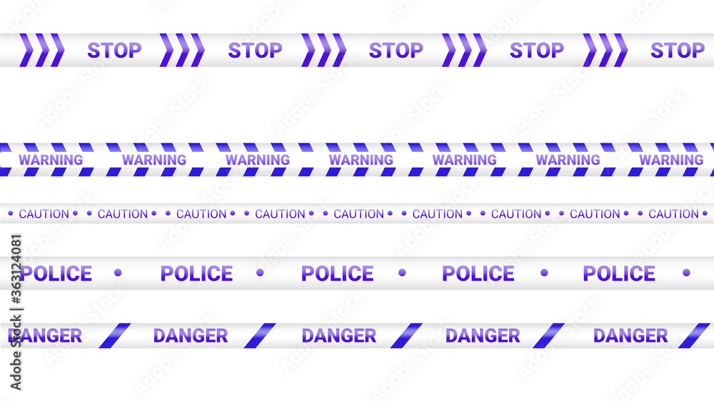 Blue police tape, crime danger line. Caution police lines isolated ...