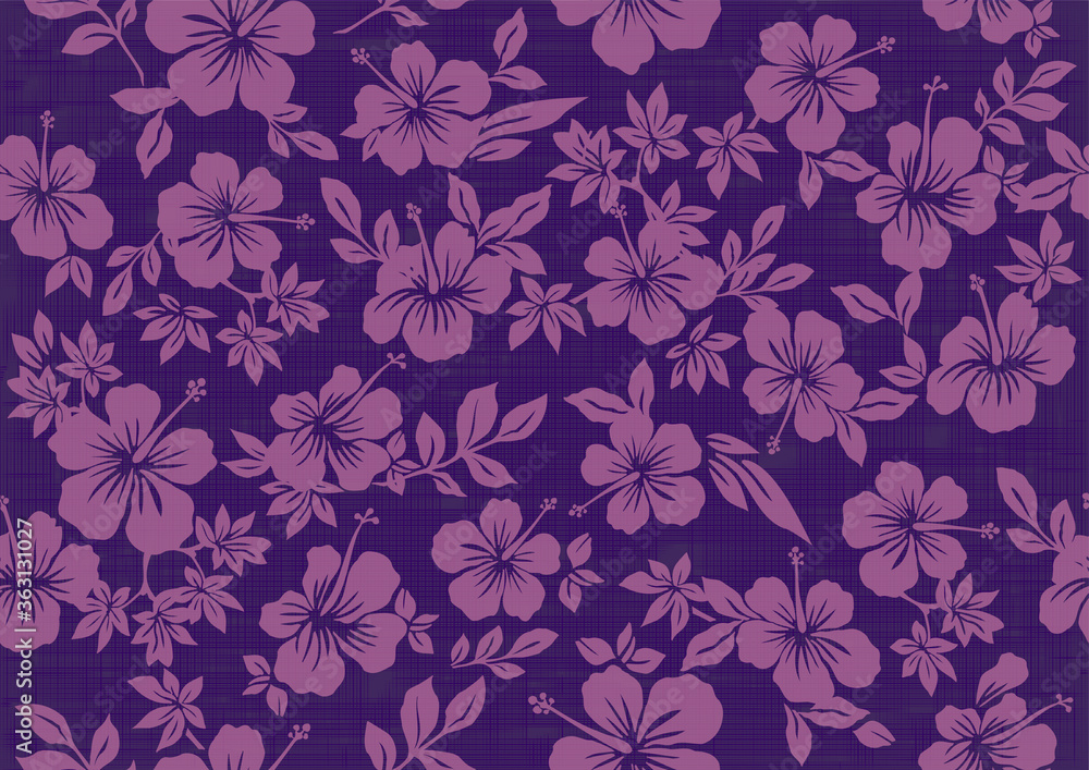 Background illustration with hibiscus pattern for vintage aloha shirt ...