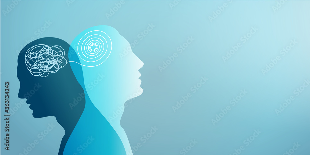 Metaphor bipolar disorder mind mental. Double face. Split personality ...