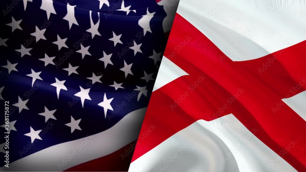 Alabama flag video waving in wind. Realistic US State Flag background ...