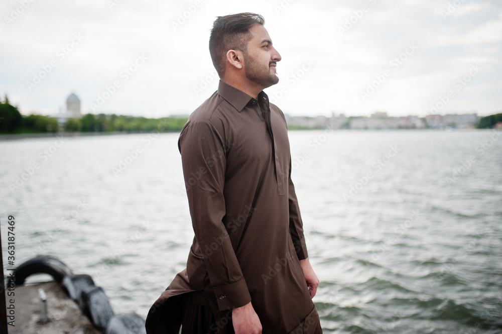 Pakistani pathan man wear traditional clothes. Stock Photo | Adobe Stock