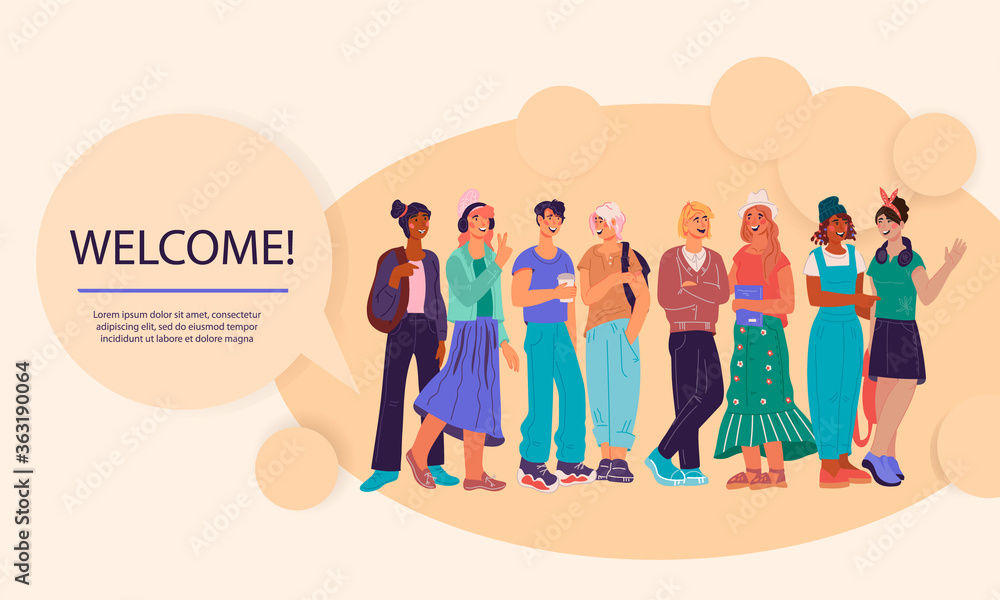 University or college welcoming banner or flyer template with ...