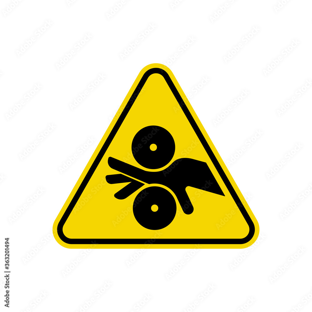 Hand Entanglement Warning Triangle Sign Isolated On White Background ...