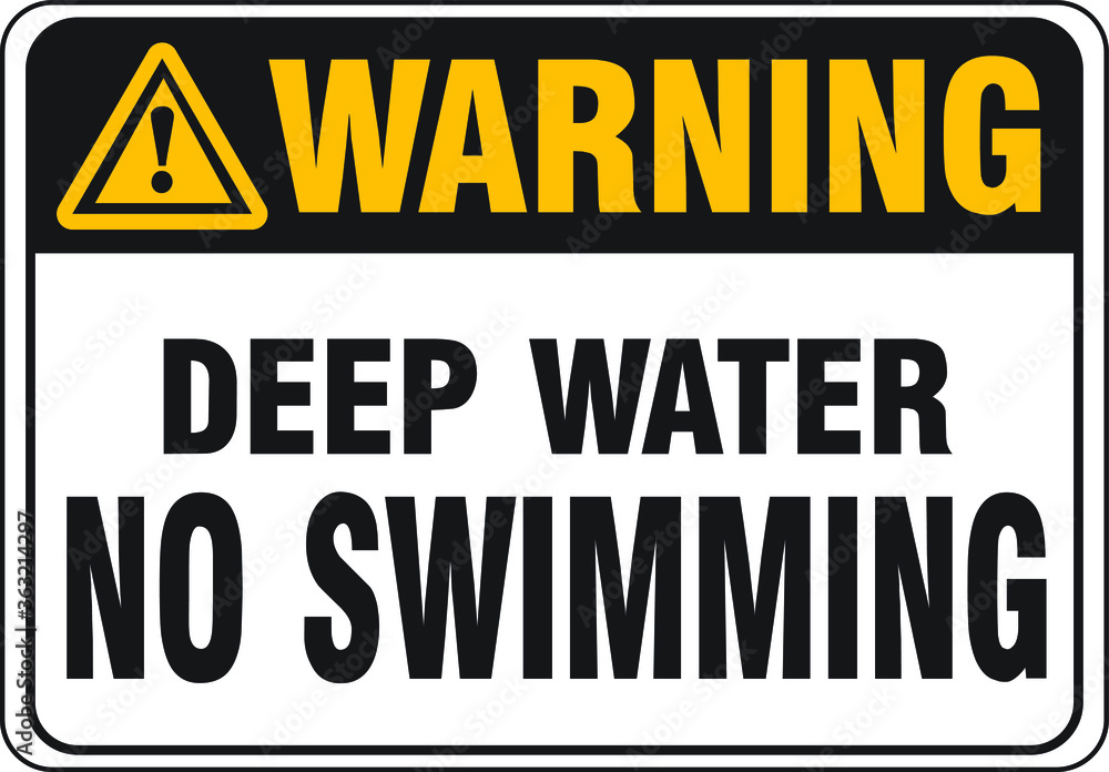NO SWIMMING ALLOWED DO NOT SWIM BANNED PROHIBITED DEEP WATER FLASH ...