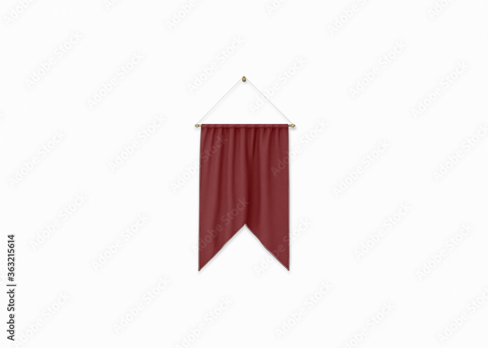 Maroon dovetail pennant flag mockup isolated on white background Stock ...