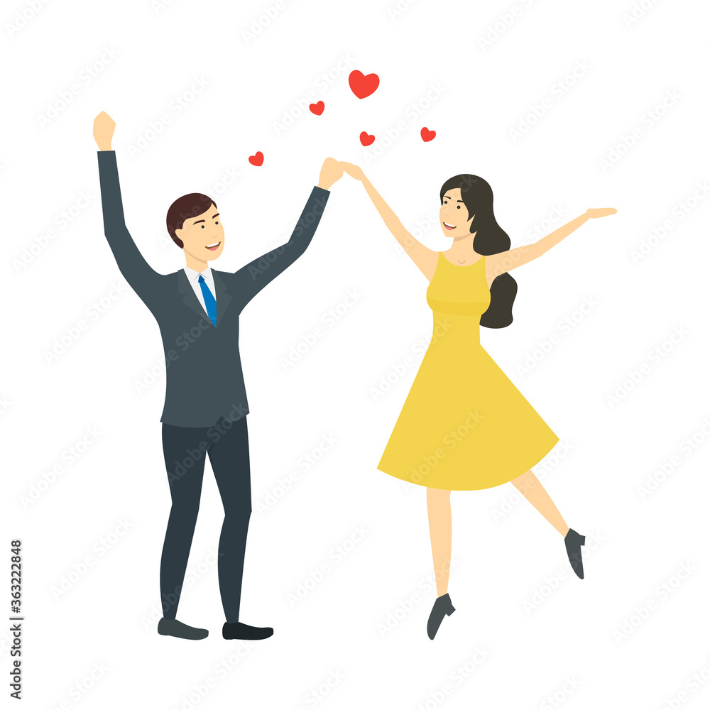 Cartoon Characters People Couple in Love. Vector Stock Vector | Adobe Stock