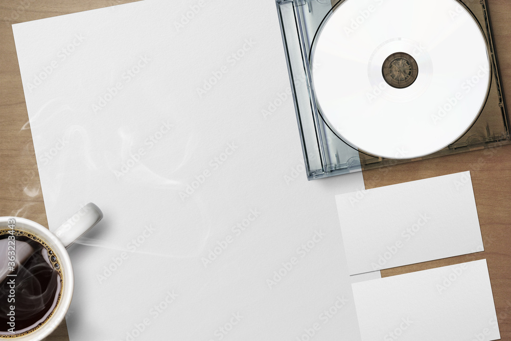 A4 Paper and CD Case Mockup Stock Photo | Adobe Stock