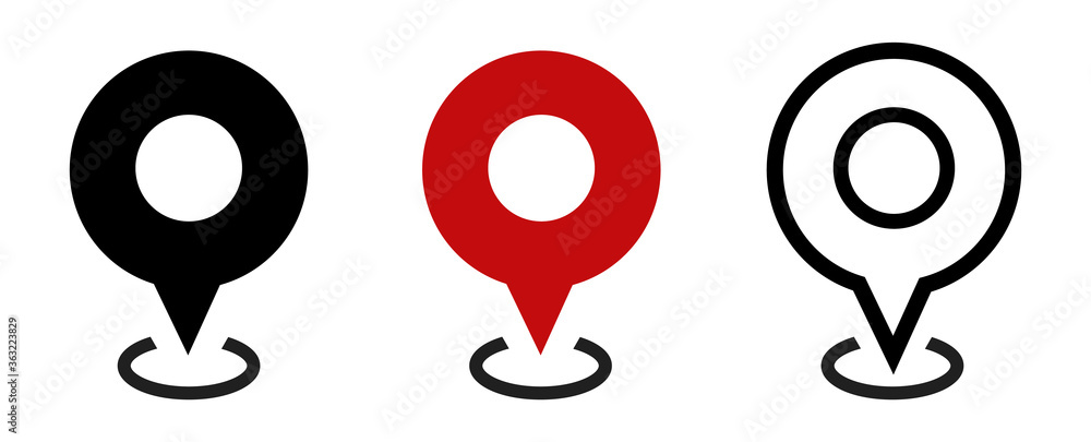 Location pin icon. Map attach marker place. Location icon. Map pointer ...