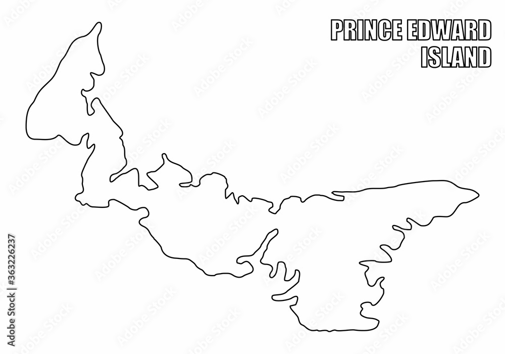 The Prince Edward Island outline map isolated on white background ...