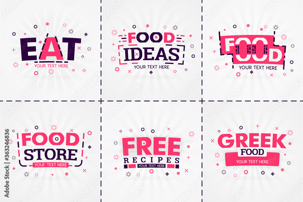 Pink cooking book set for food and recipe magazines. Restaurant menu ...