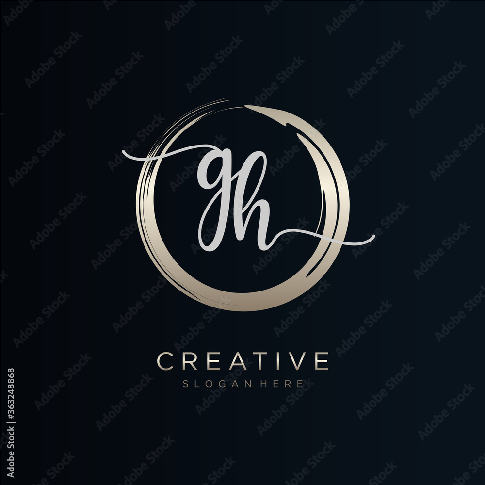 GH initial handwriting logo template vector. Stock Vector | Adobe Stock