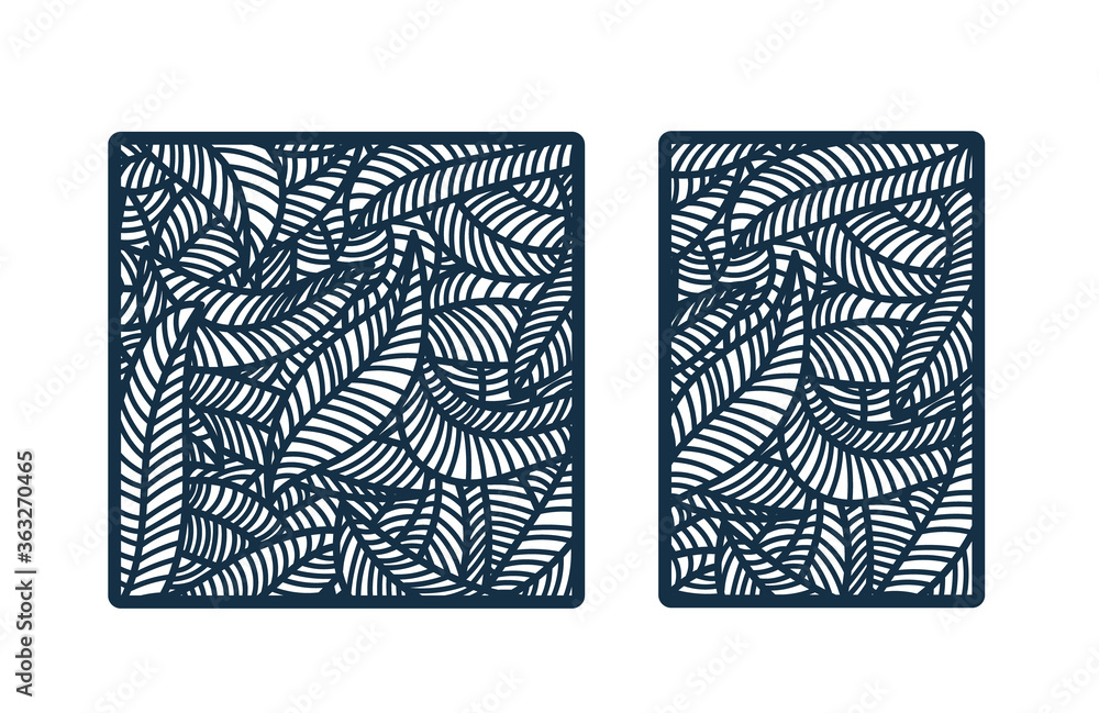 Vector stencil for laser cut. Beautiful tropical leaves pattern. Stock ...