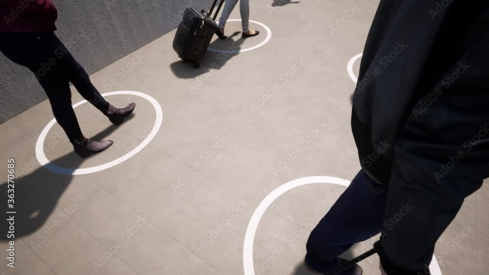 Concept or conceptual 3d render of people standing in line, social ...