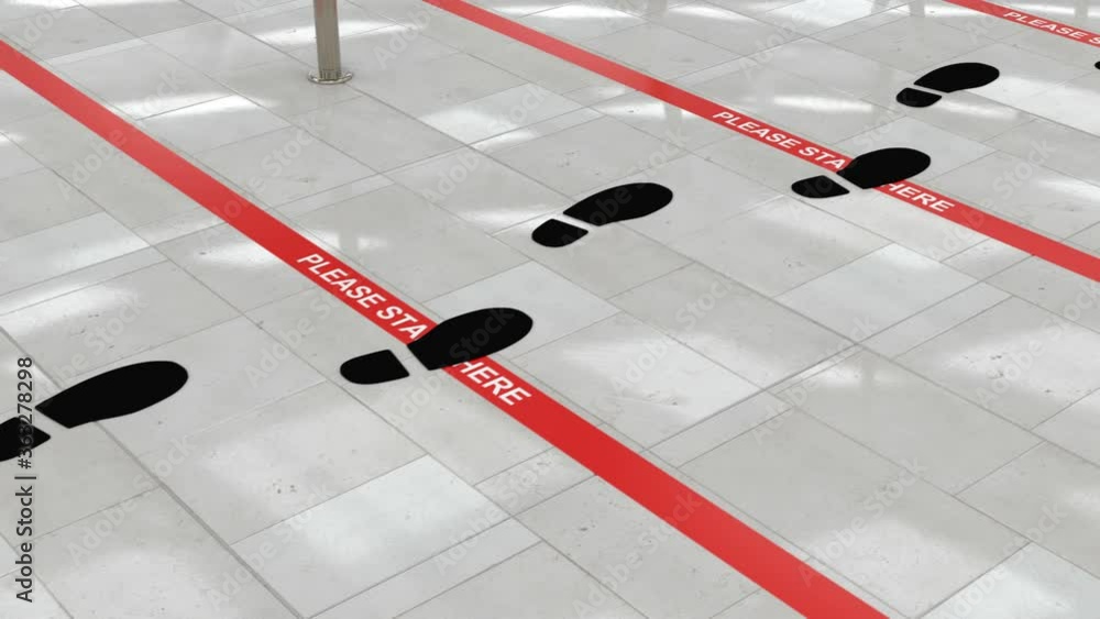 People keep distance at the queue lines in the public places like ...