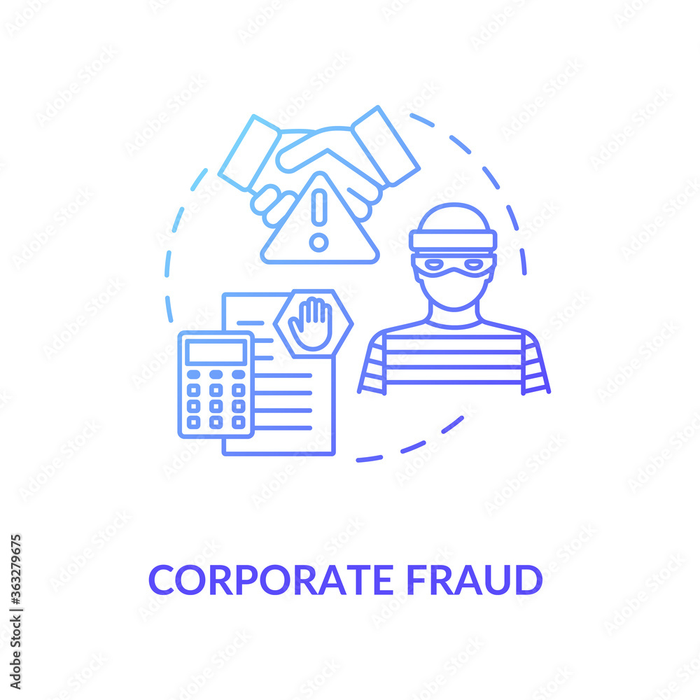 Corporate fraud concept icon. Company fraud. Common corporate crime ...