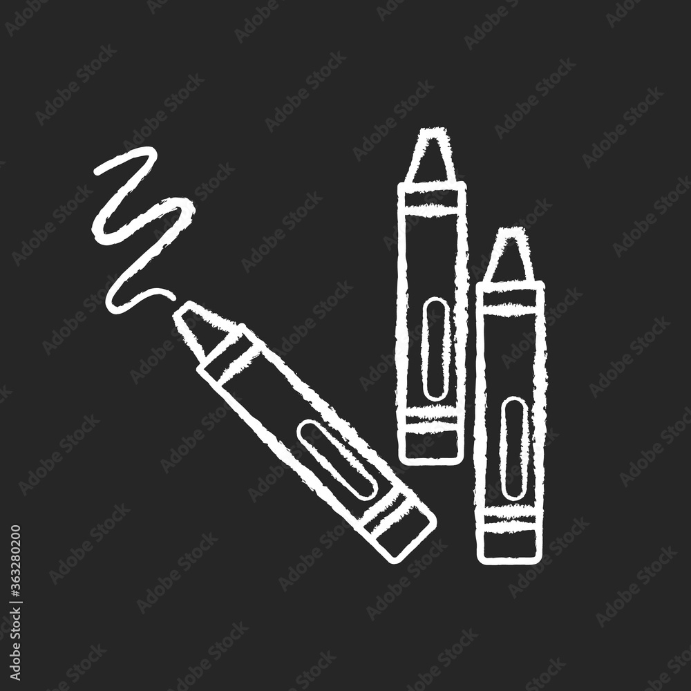 Crayons chalk white icon on black background. Wax pencils for drawing ...