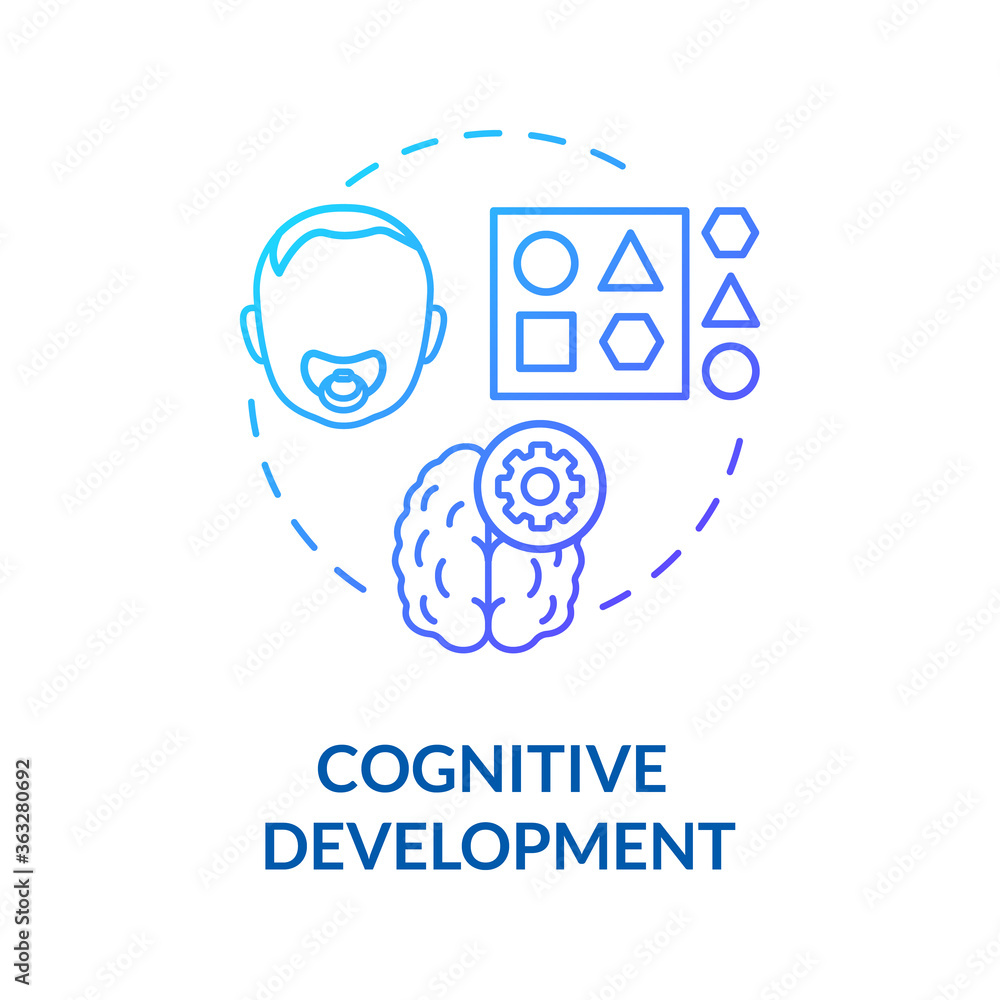 Children cognitive development concept icon. Early childhood and baby ...