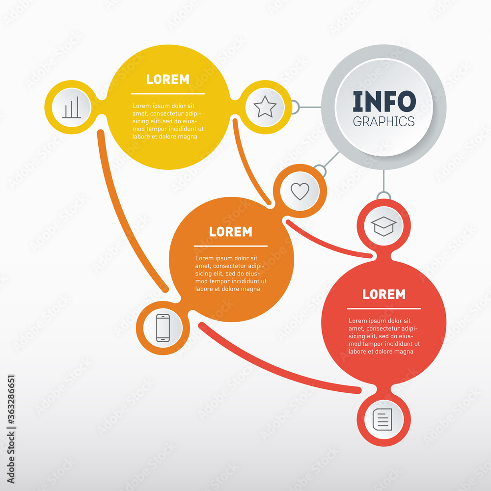 Business presentation with 3 parts. Infographic of technology or ...