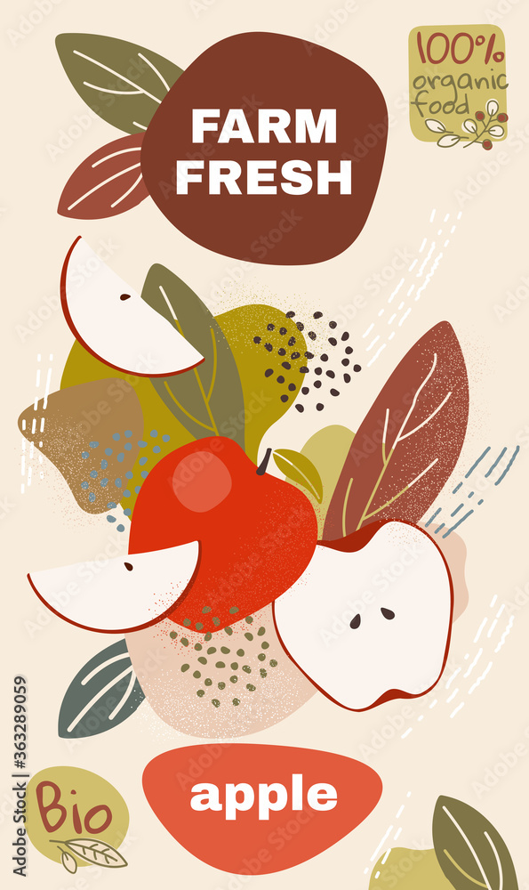 Food label template. vector illustration for organic apple fruit ...