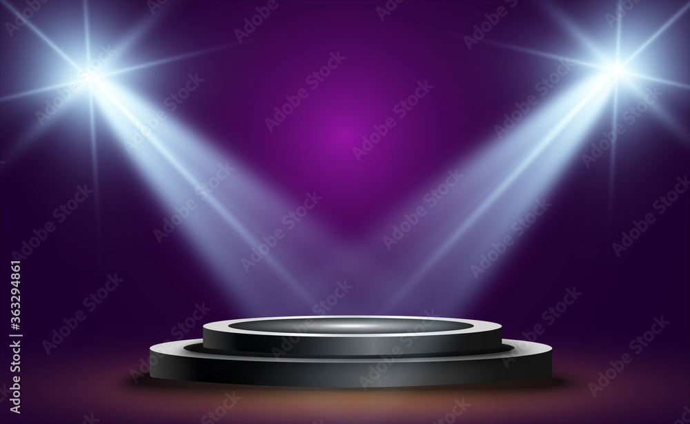 Winner background with signs of first, second and third place on a ...