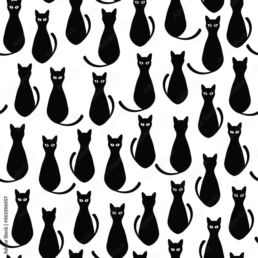 Seamless pattern of black cats. It can be used for wallpapers, wrapping ...