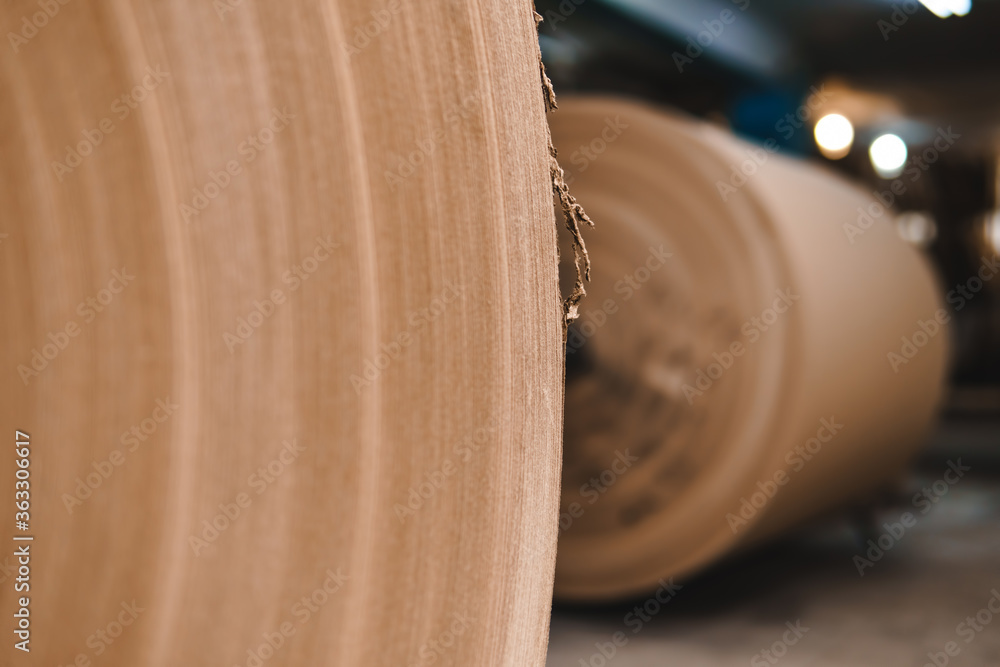 Big Stack of Printing Paper Rolls in Warehouse. The concept of ...