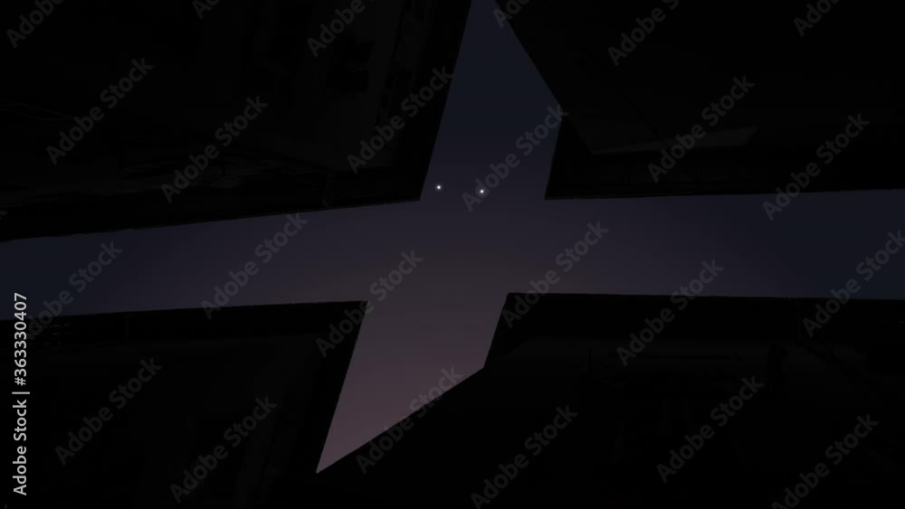 STARLINK satellites train seen from earth - view from the buildings ...