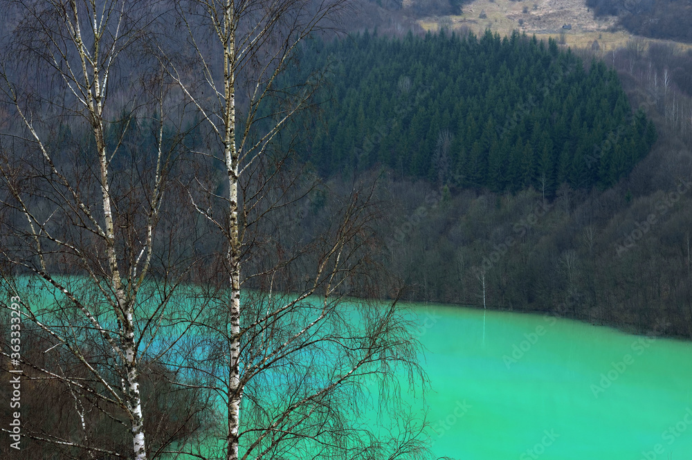 Water pollution of a copper mine exploitation Stock Photo | Adobe Stock