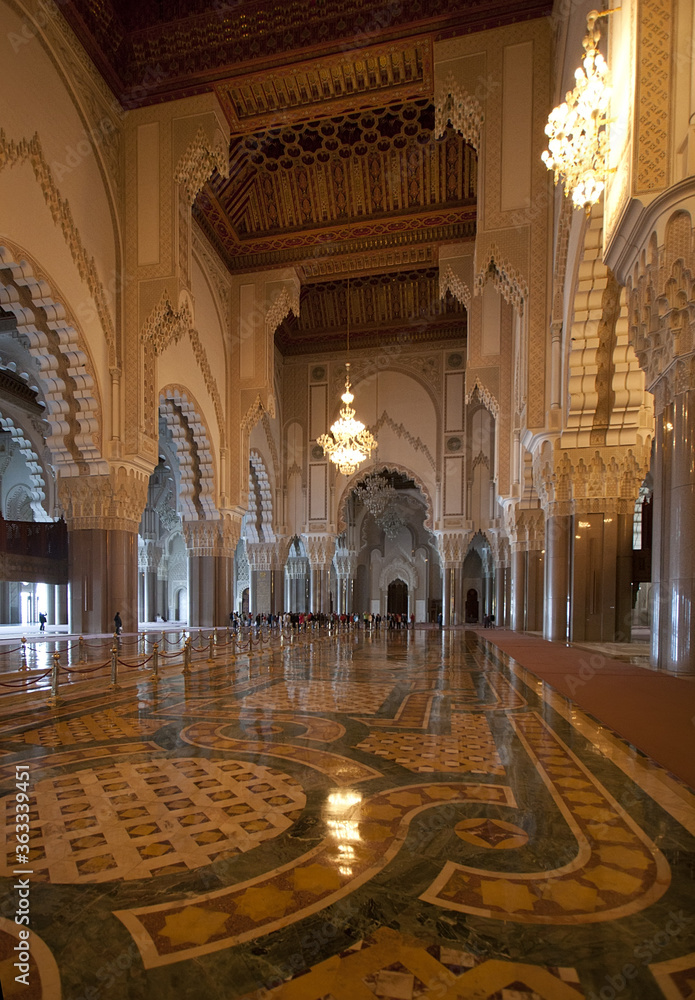 CASABLANCA, MOROCCO - OCTOBER 31: The interior of the Mosque Hassan II ...