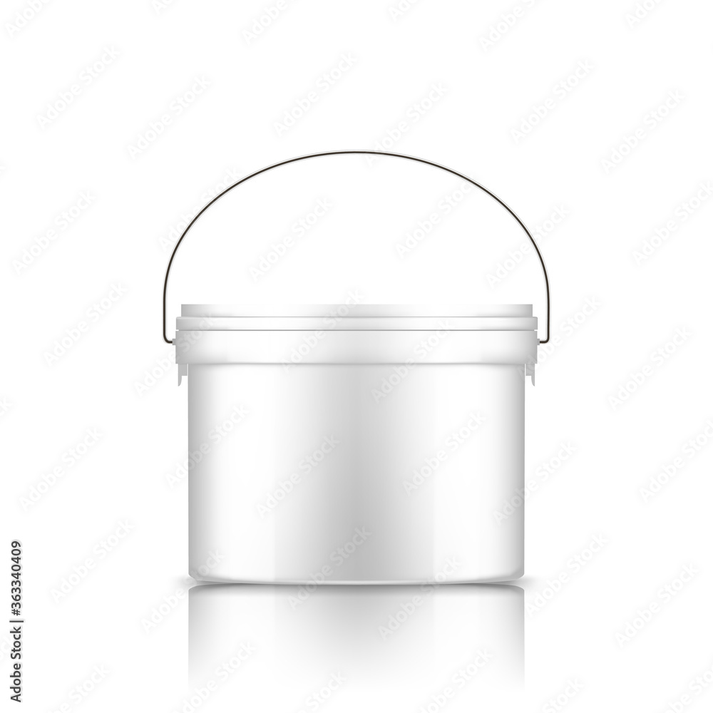 Vetor do Stock: Bucket with metal handle mockup isolated on white ...