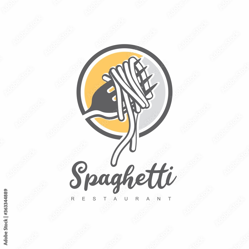 Italian spaghetti logo design idea with fork and pasta. Italian ...