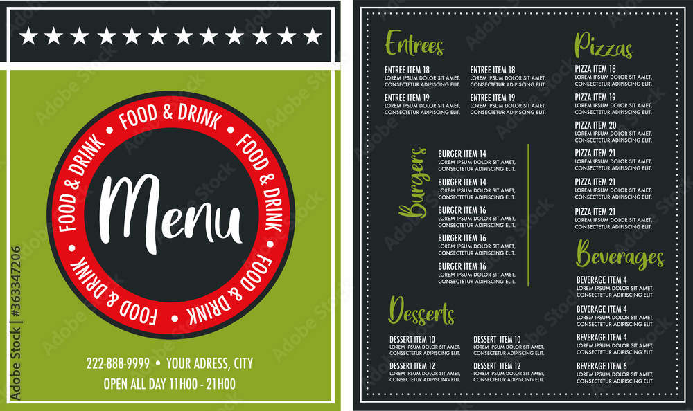 Restaurant menu modern design layout template Stock Vector | Adobe Stock